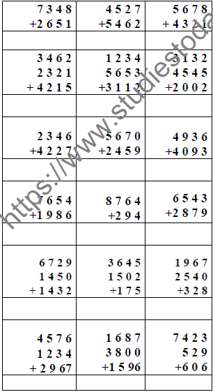 Cbse Class 3 Mathematics Addition And Subtraction Mcqs Multiple Choice